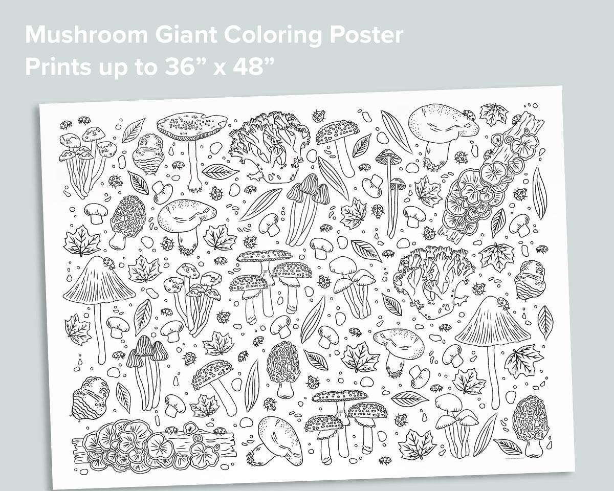 Mushroom Giant Coloring Poster – Mornings Together