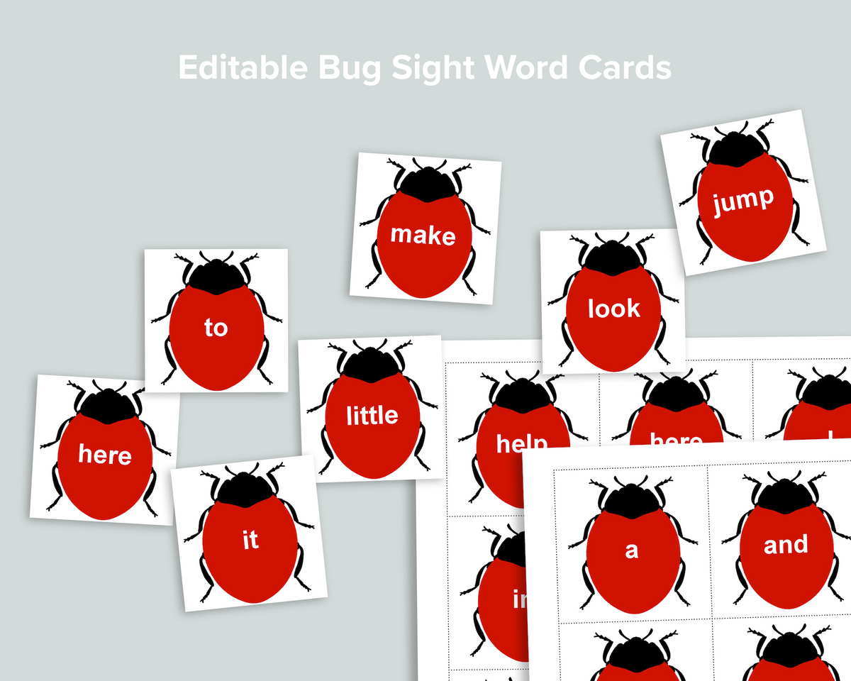Editable Bug Sight Word Cards Freebie – Mornings Together
