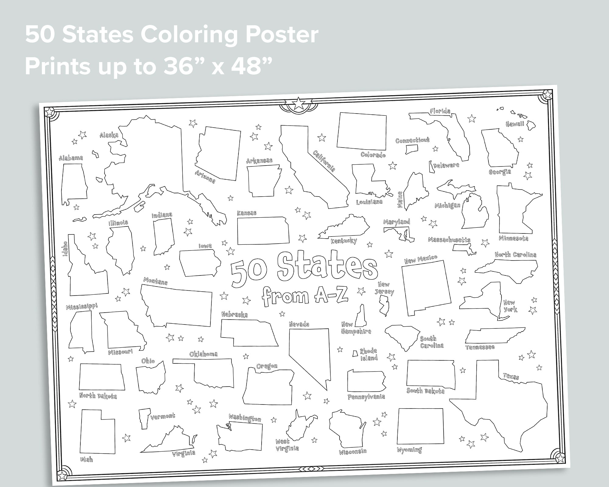 50 States Giant Coloring Poster – Mornings Together